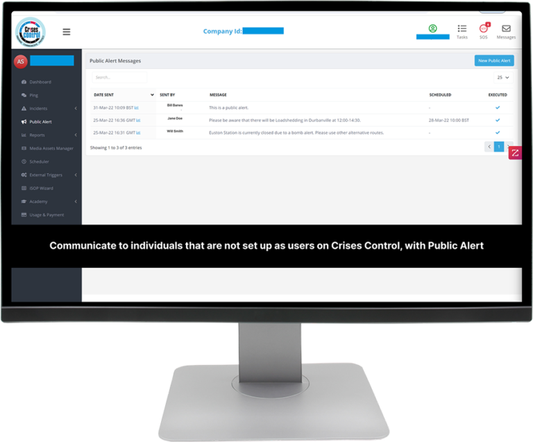 Public Alerting Solutions with Crises Control